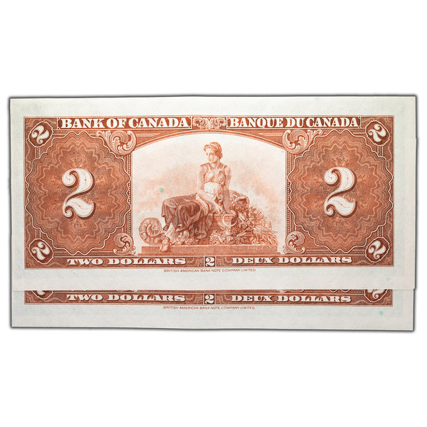 SOLD $2 1937 Bank of Canada Notes E/R Prefix BC-22c - Two Consecutive ...