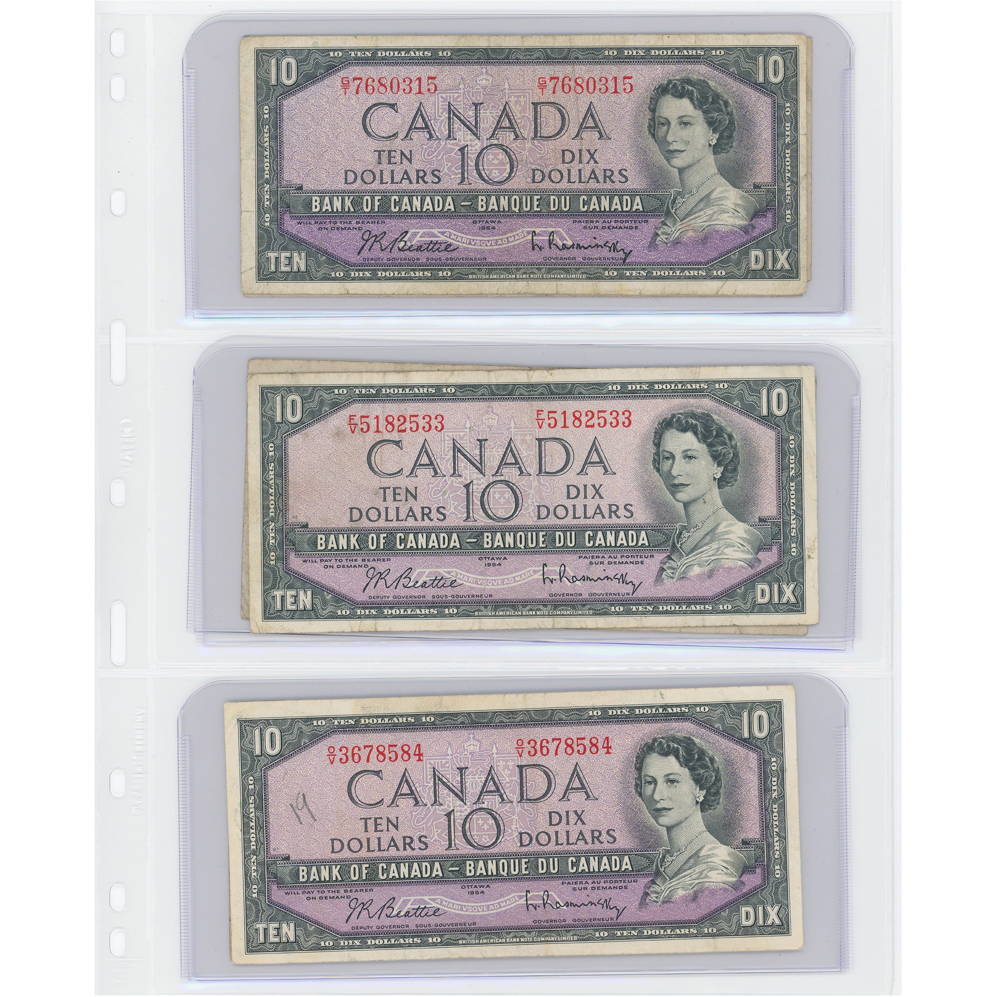 $10 1954 Bank of Canada Notes Modified Portrait - Lot of 6 - The ...