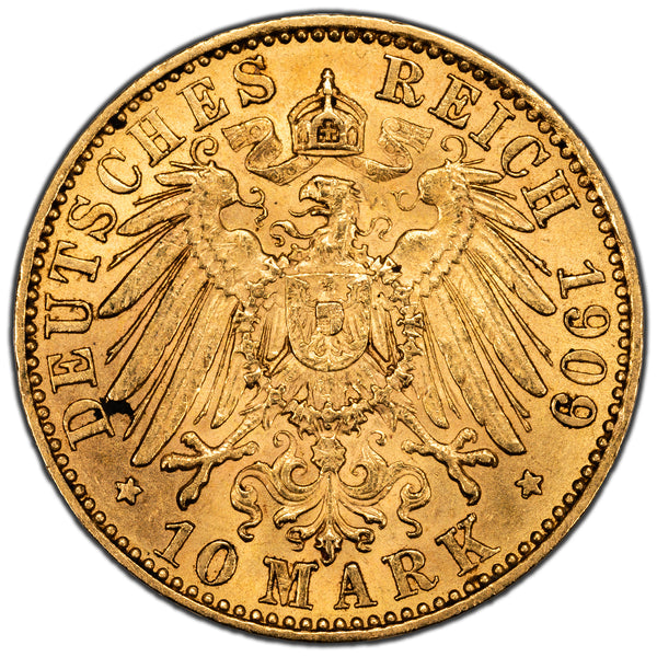 SOLD Germany Prussia 1909-A 10 Ten Mark Gold Coin - The Toronto Coin Shop