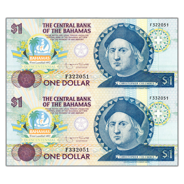 SOLD Bahamas 1992 $1 One Dollar Notes Quincentennial Commemorative - U ...