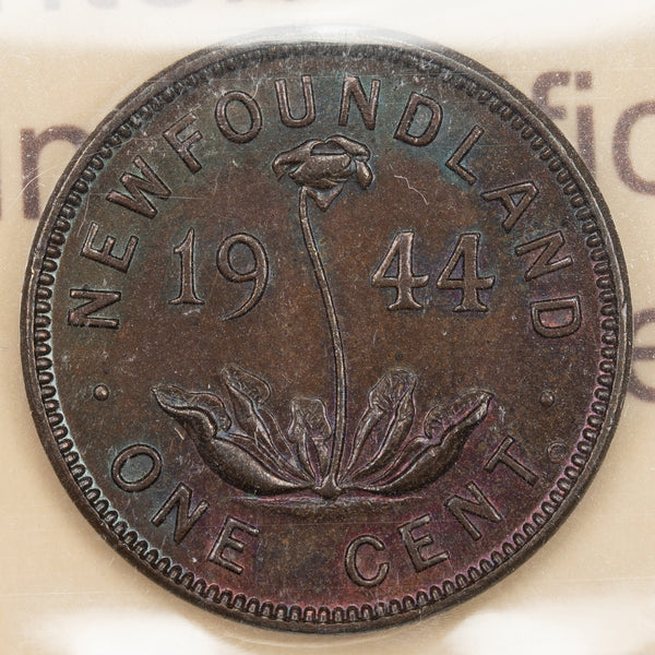 Newfoundland 1944 1 One Small Cent Coin - ICCS MS-62 Trace Red - The ...