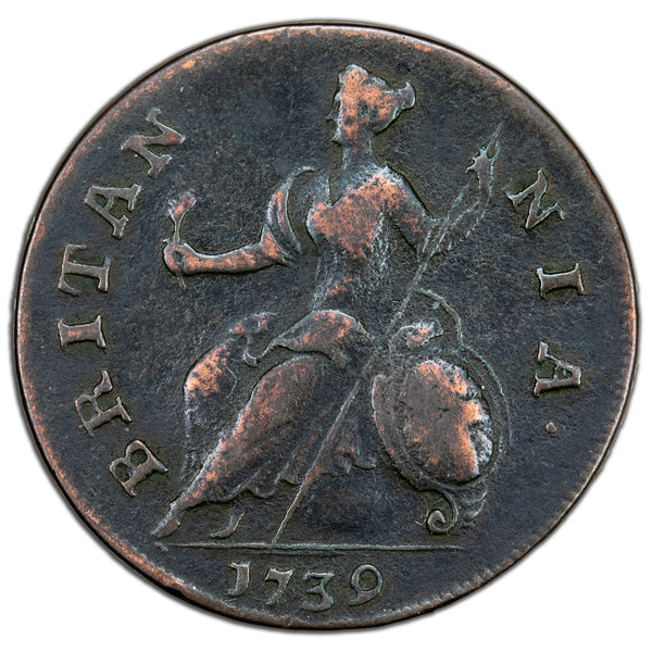 SOLD Great Britain 1739 1/2 Half Penny Coin KM #566 - George II - Clea ...
