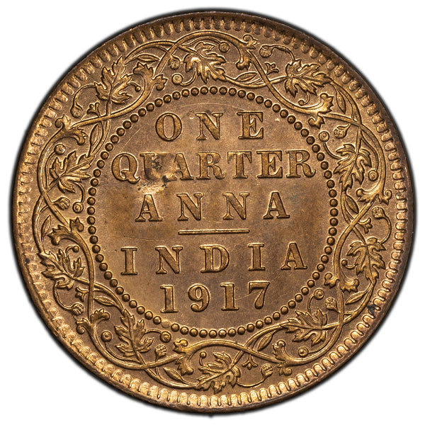 India 1917 1/4 Anna Coin KM #512 - Planchet Flaw - The Toronto Coin Shop