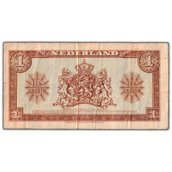 SOLD Netherlands 1945 1 One Gulden Note P #70 - Mismatched Serial Erro ...