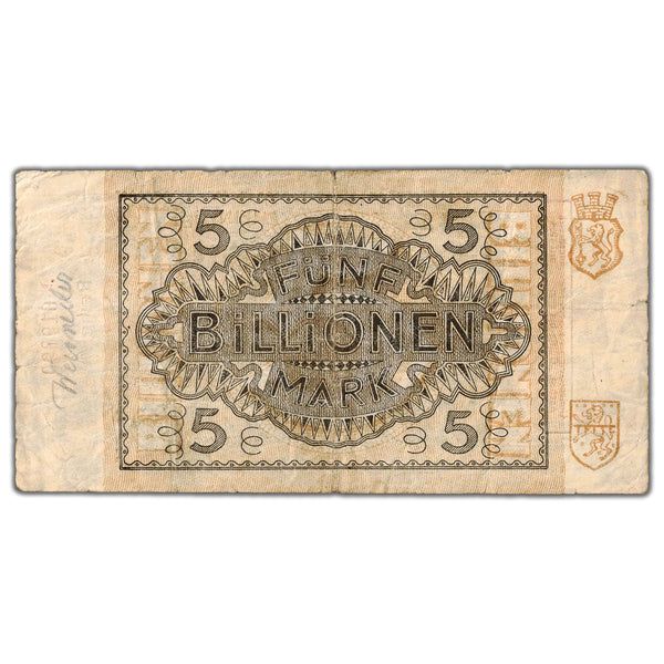 SOLD Germany Stolberg 1923 5 Billion Mark Note - Circulated - The ...
