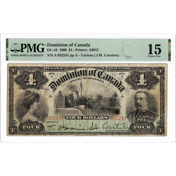 $4 1900 Dominion of Canada Note Courtney DC-16 - PMG F-15 - The Toronto ...