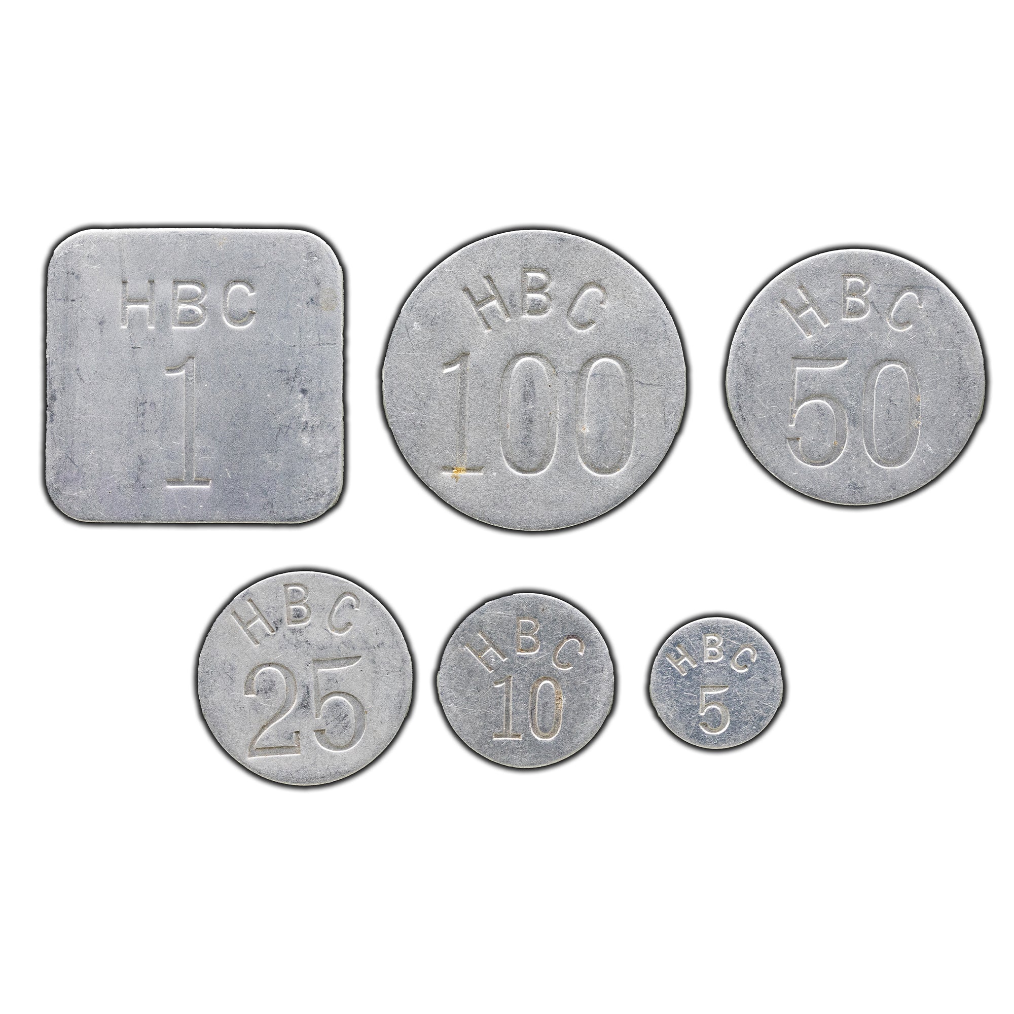 SOLD Canada Hudson's Bay 1946 Eastern Arctic Set of 6 Aluminum Tokens ...