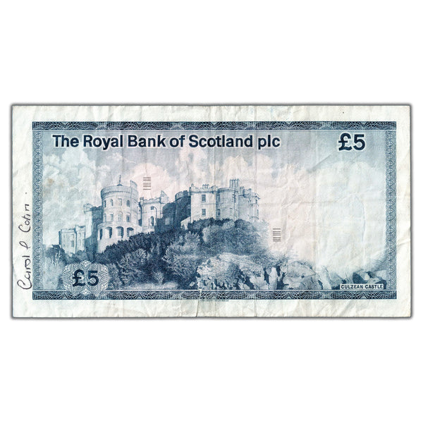 Scotland 1982 5 Five Pounds Note - Tear/Writing - The Toronto Coin Shop