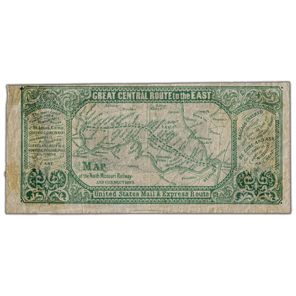 SOLD United States Ca. 1870's "50" North Missouri Railroad Advertising ...