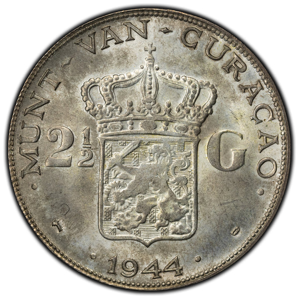 SOLD Curacao 1944 2 1/2 Gulden Silver Coin - The Toronto Coin Shop