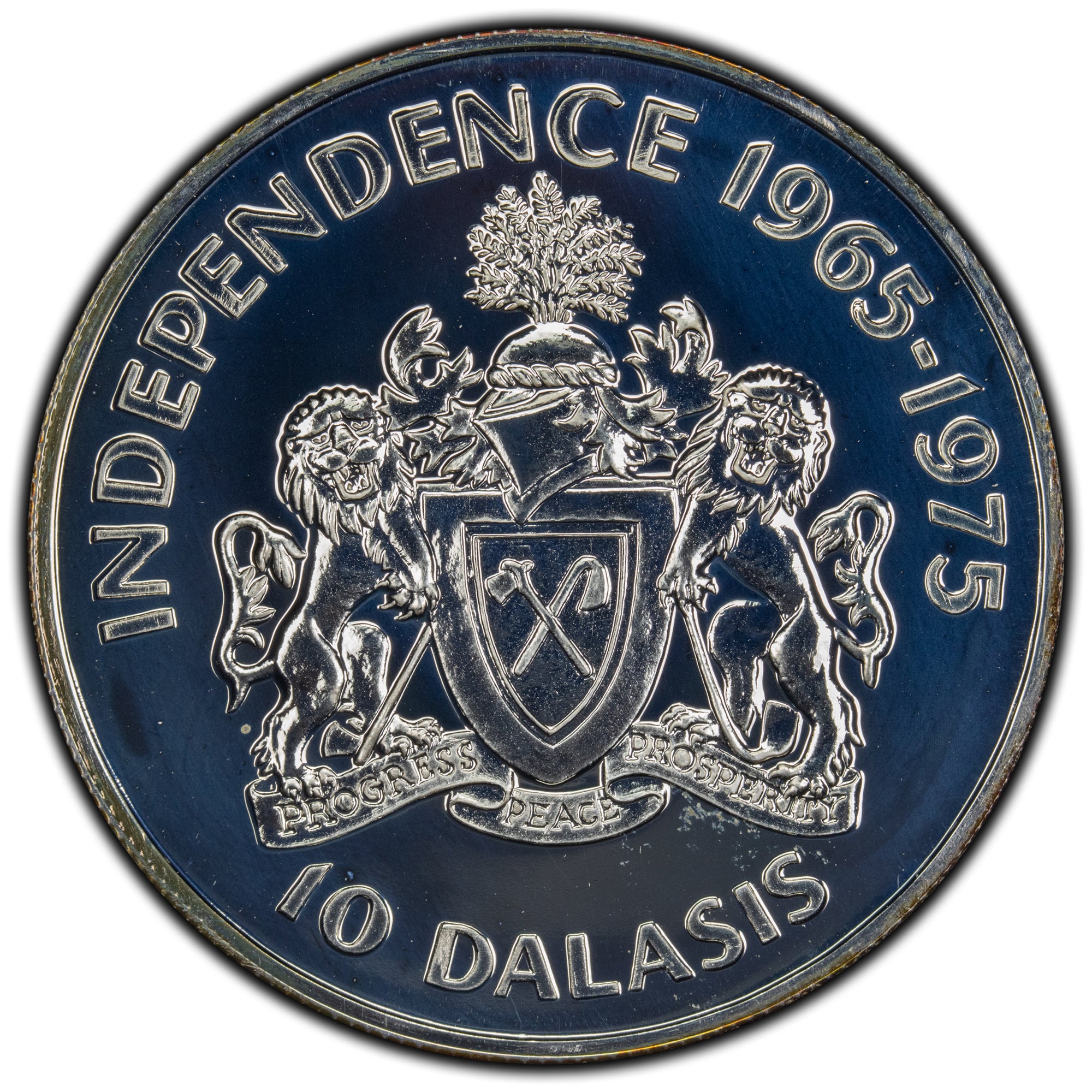 SOLD Gambia 1975 (1965-75) 10 Dalasis Silver Coin - Anniversary of Ind ...