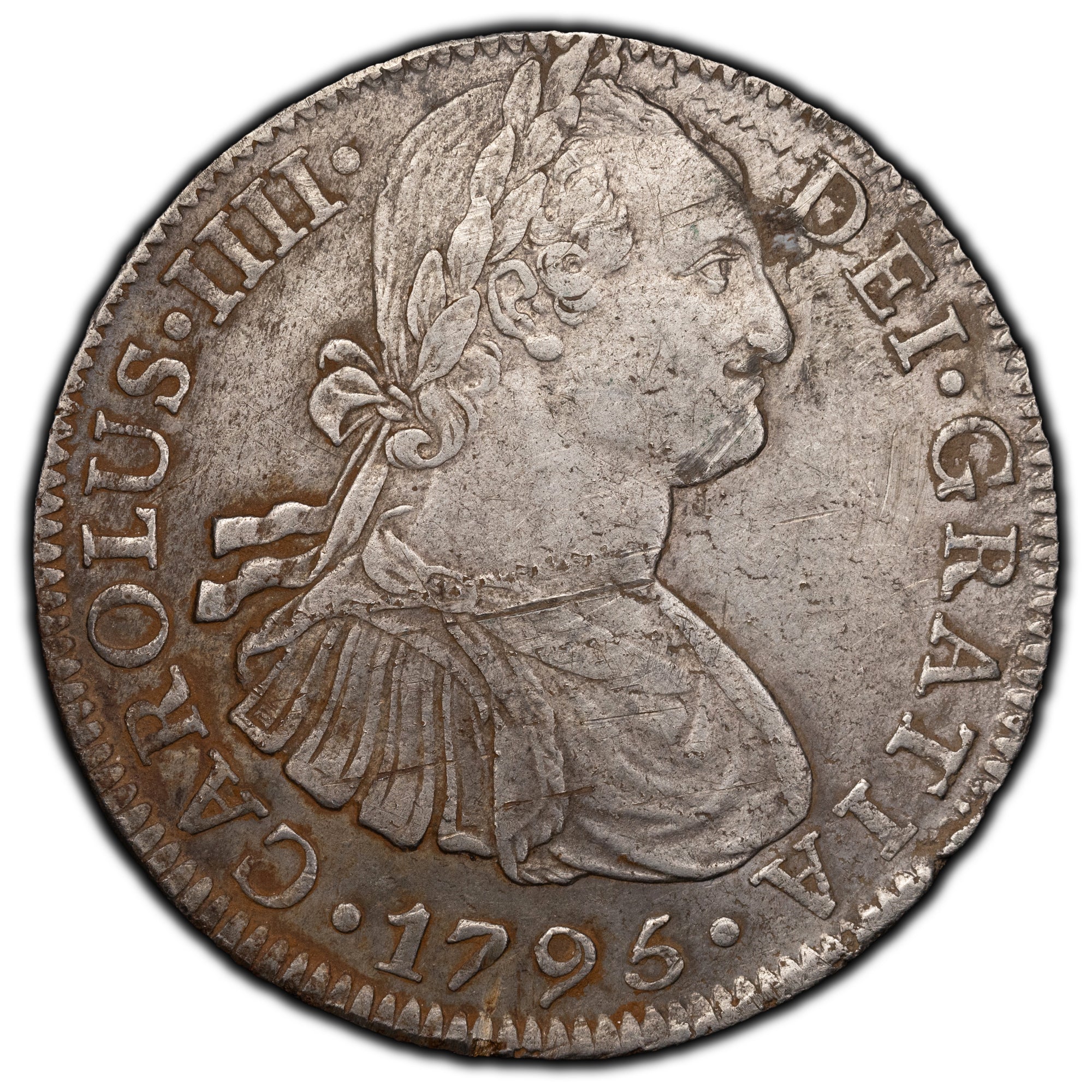 SOLD Mexico 1795 Mo-FM 8 Reales Silver Coin - Corrosion - The Toronto ...