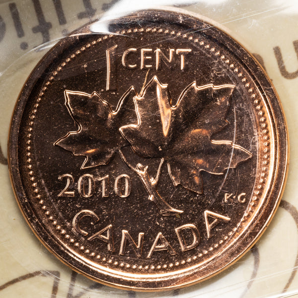 SOLD Canada 2010 Magnetic 1 Small Cent Coin - ICCS MS-67 Red Numismati ...
