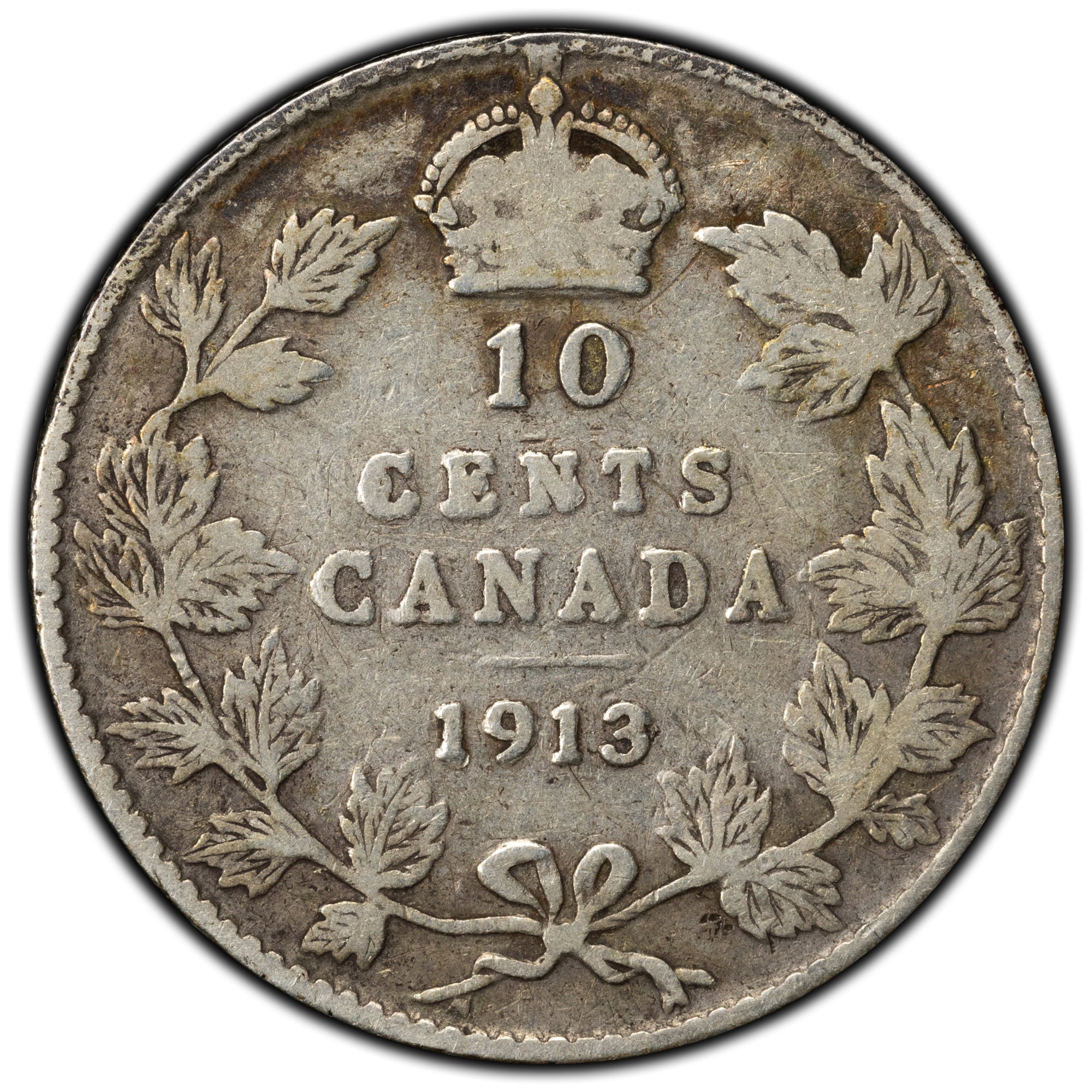SOLD Canada 1913 Broad Leaves 10 Cents Dime Silver Coin - The Toronto Coin Shop
