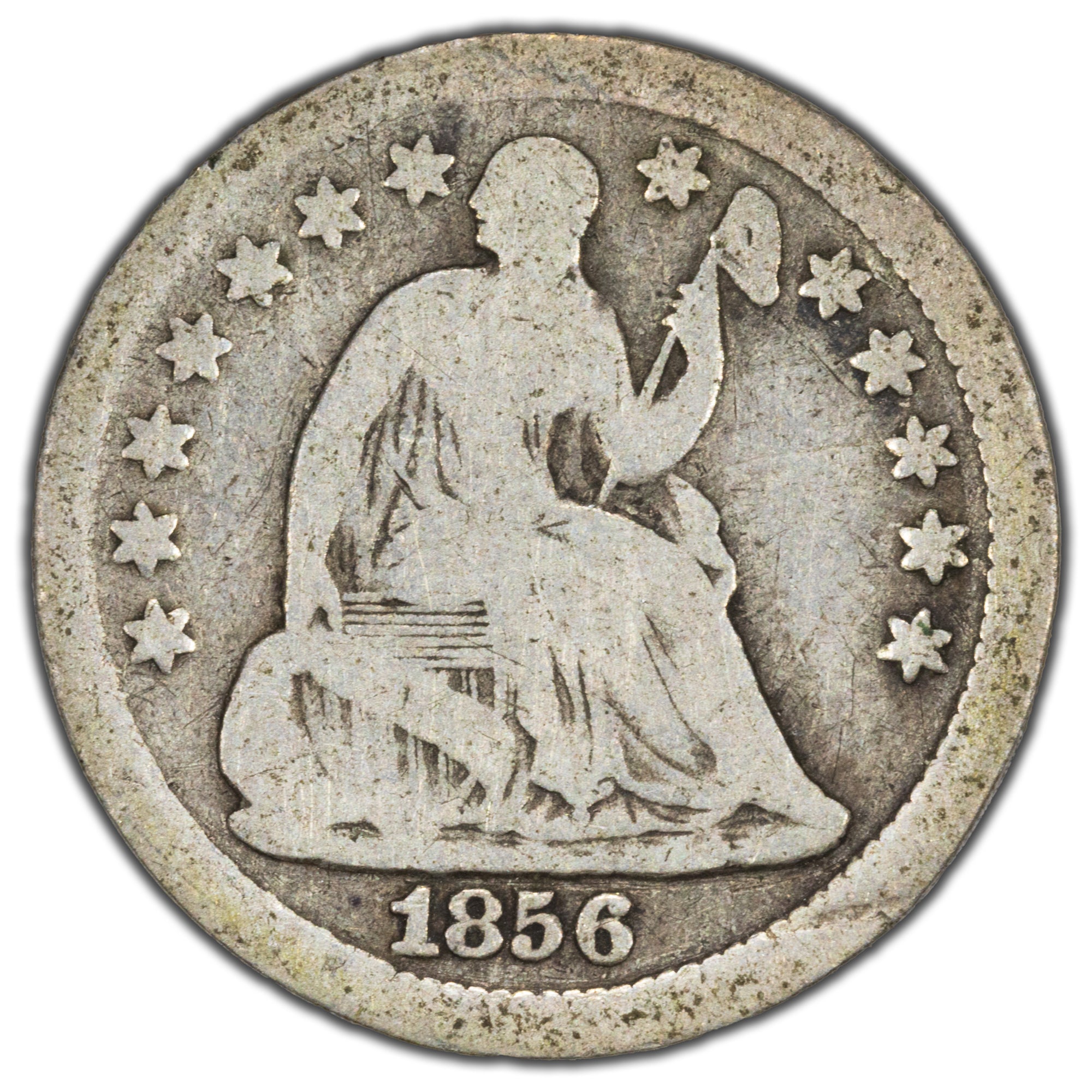 SOLD United States 1856 5 Cents Seated Liberty Half Dime Silver Coin ...