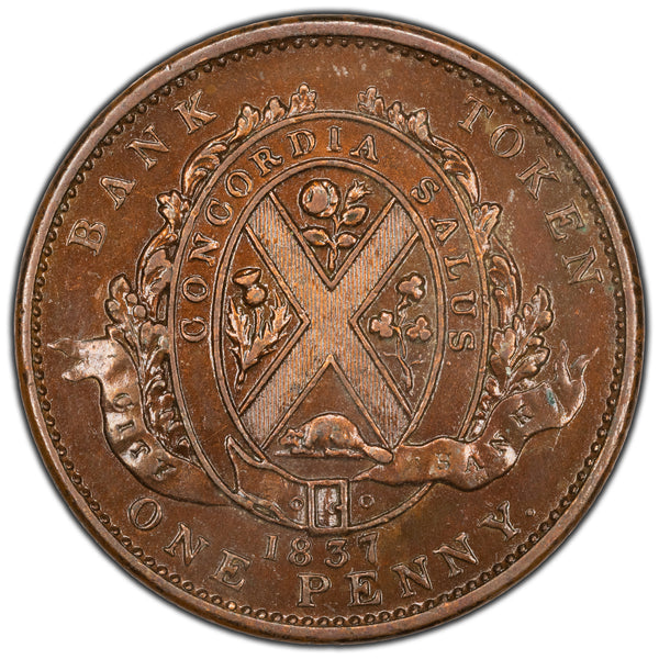 Lower Canada 1837 Weak Ground, Period 2 Sous Token LC-9A3 (lacquered ...