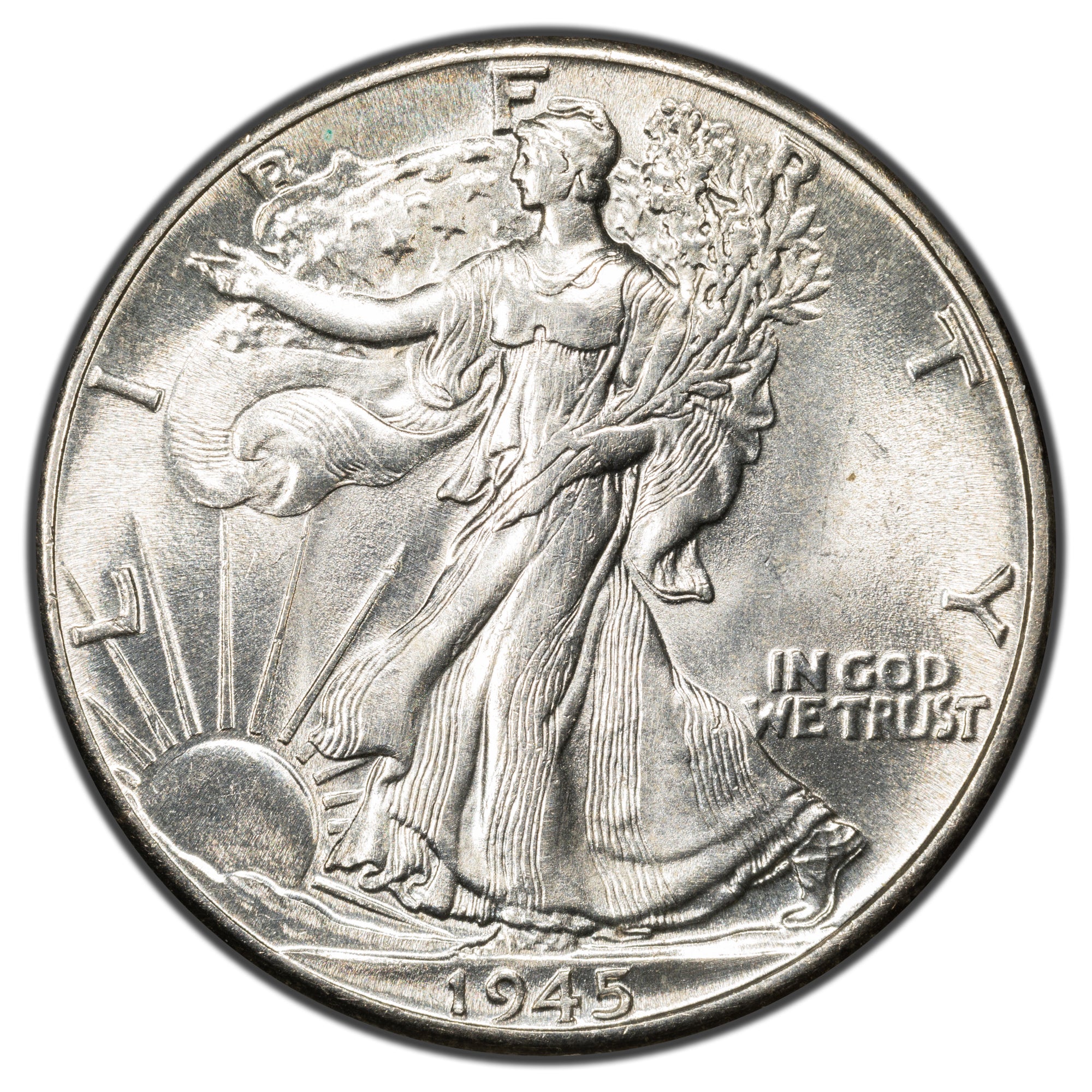SOLD United States 1945 50 Cents Walking Liberty Half Dollar Silver Co ...