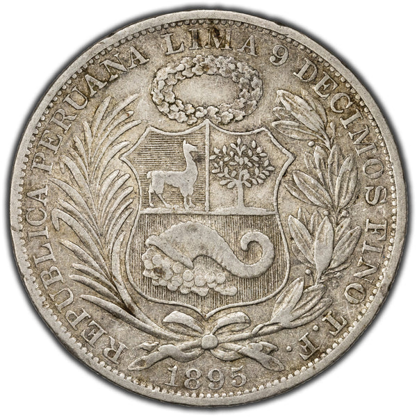 SOLD Peru 1895 TF 1 Sol Silver Coin KM #196.26 - The Toronto Coin Shop