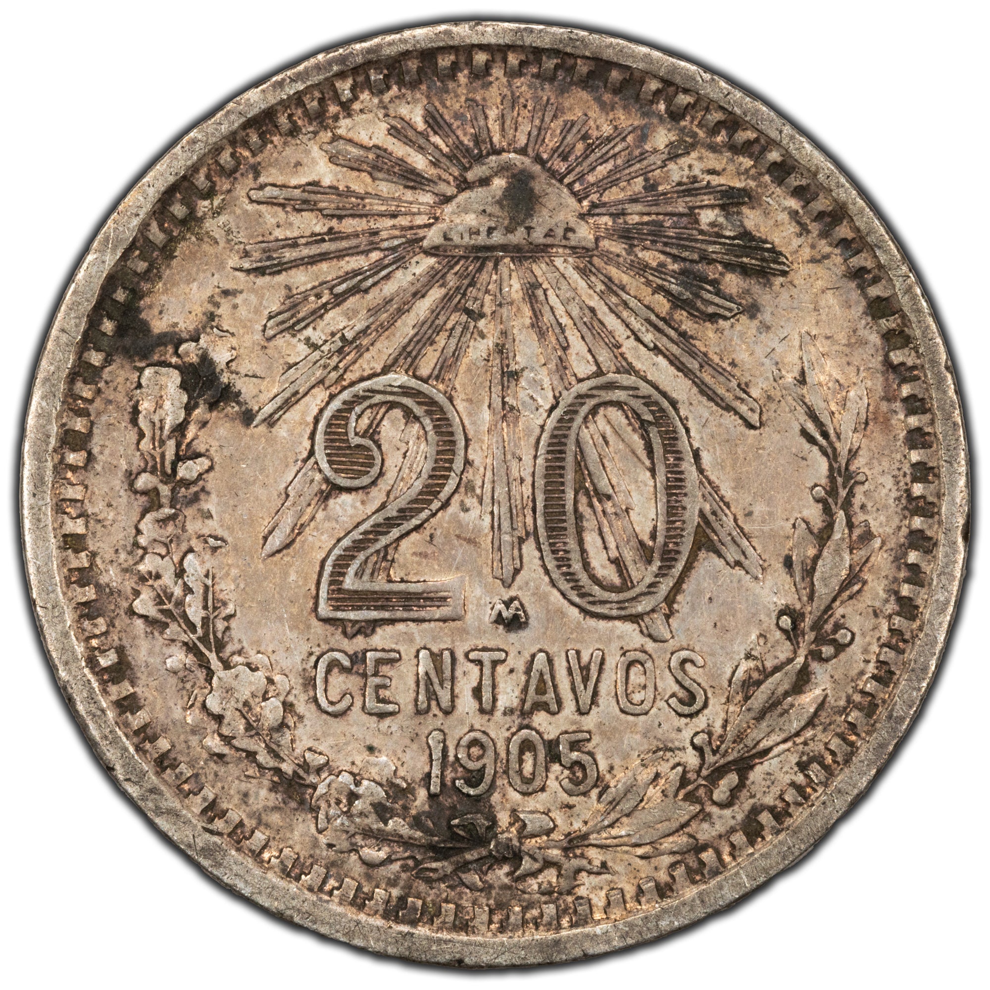 SOLD Mexico 1905 20 Centavos Silver Coin KM #435 - The Toronto Coin Shop