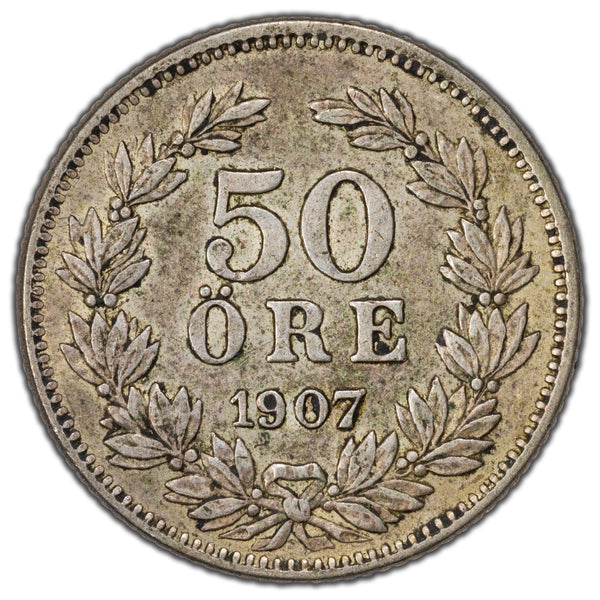 SOLD Sweden 1907 50 Ore Silver Coin - The Toronto Coin Shop