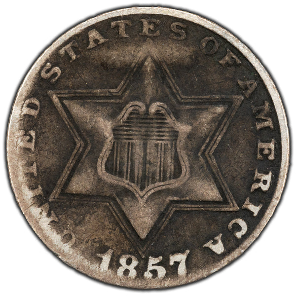 SOLD United States 1857 3 Cents Trime Silver Coin - The Toronto Coin Shop