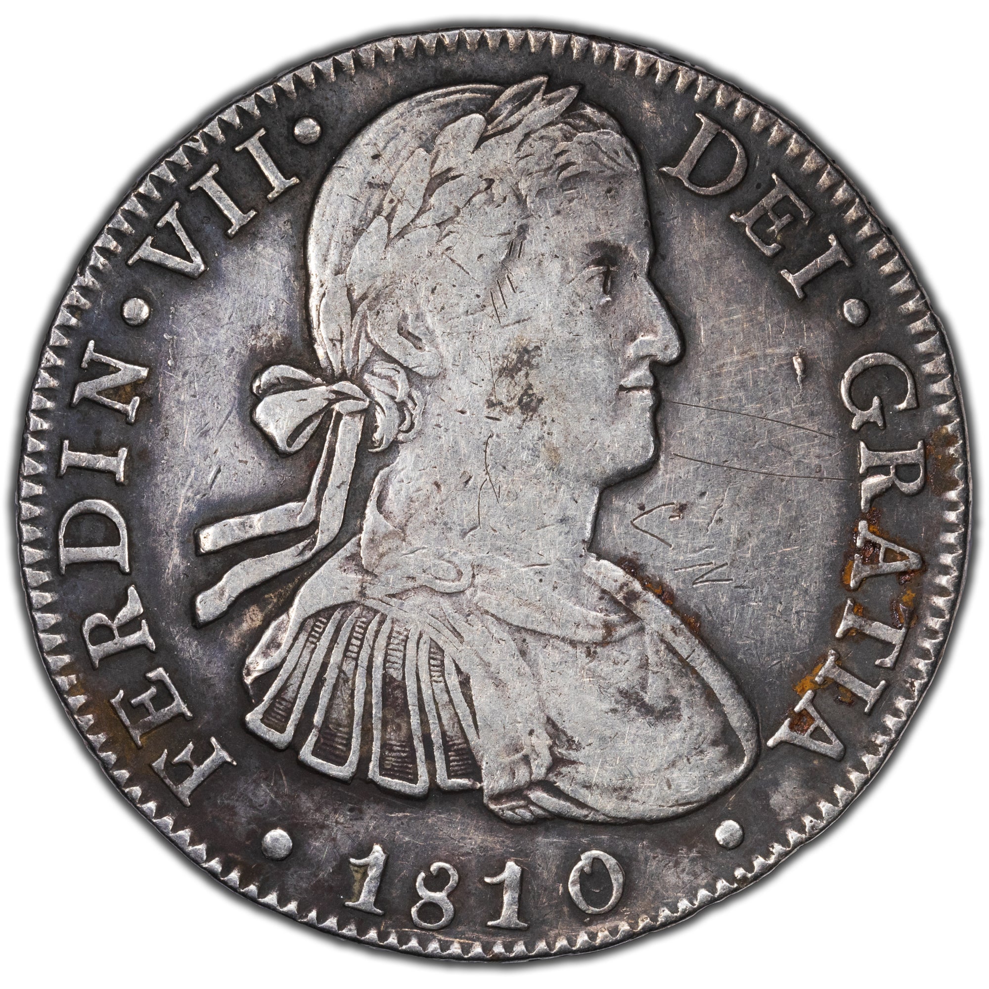 SOLD Mexico 1810 Mo-HJ 8 Reales Silver Coin KM #110 - Minor Graffiti ...