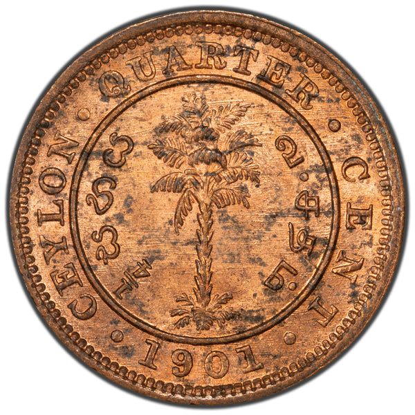 SOLD Ceylon 1901 1/4 Cent Coin KM #90 - The Toronto Coin Shop