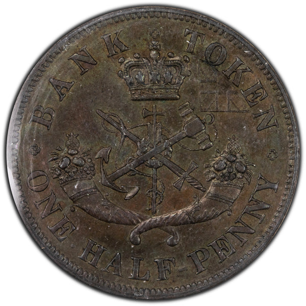 Upper Canada 1850 1/2 Half Penny Token PC-5A Br #720 - ICCS AU-55 - The ...