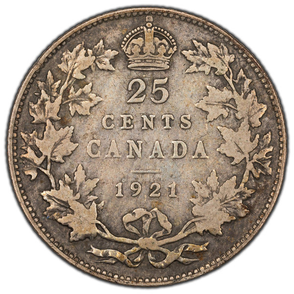 SOLD Canada 1921 25 Cents Quarter Silver Coin - VG - The Toronto Coin Shop