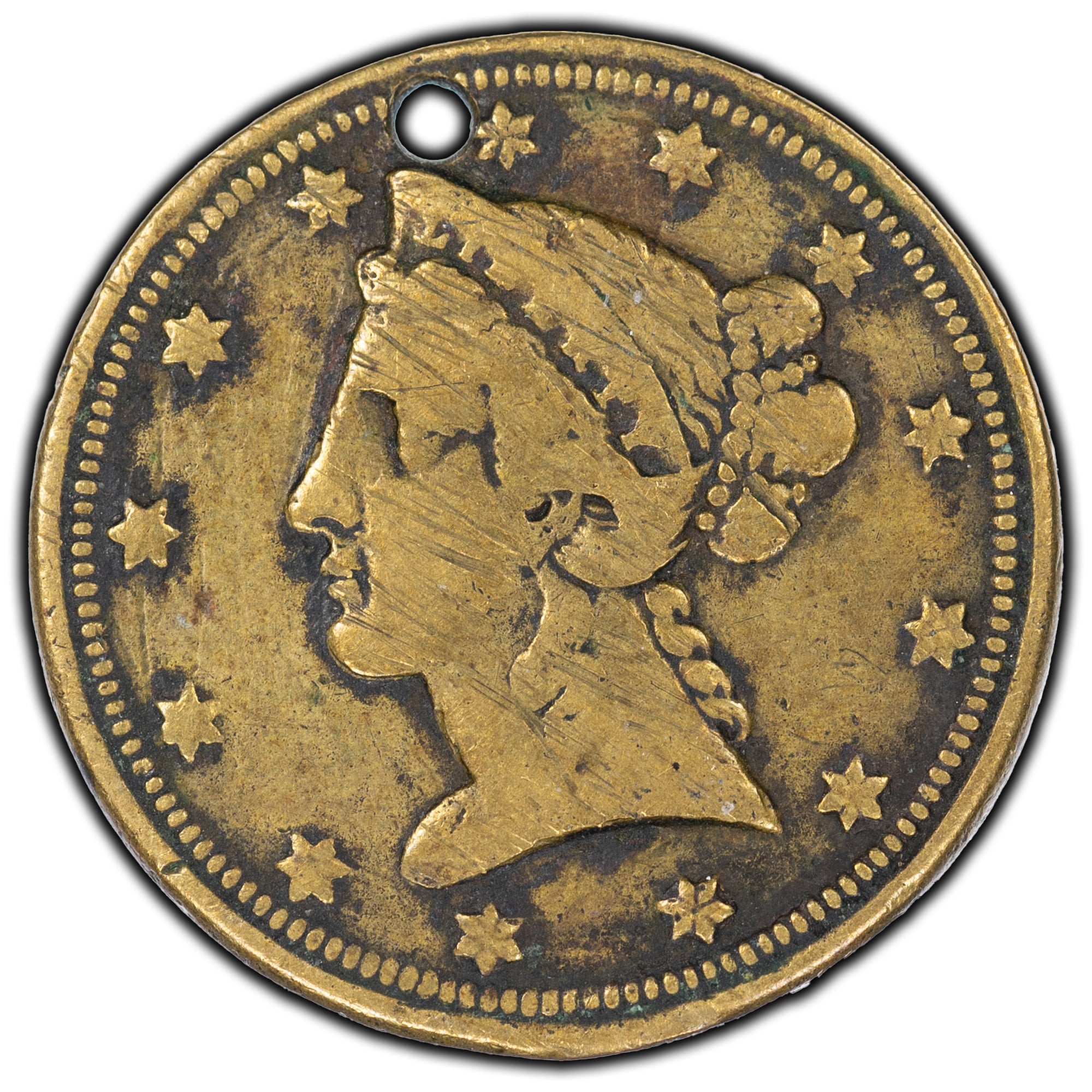 United States 1868 Liberty Head Token - Holed - The Toronto Coin Shop