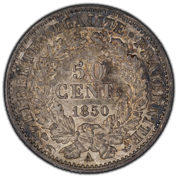 France 1850A 50 Centimes Silver Coin KM #769.1 - The Toronto Coin Shop