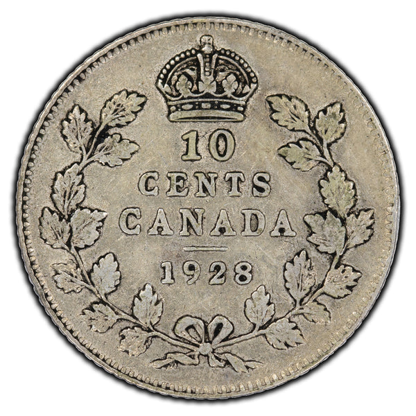 SOLD Canada 1928 10 Cents Silver Coin - VF-20 - The Toronto Coin Shop